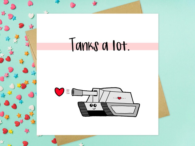 Tanks A Lot Thank You Card Cute Thank You Card Funny Pun - Etsy