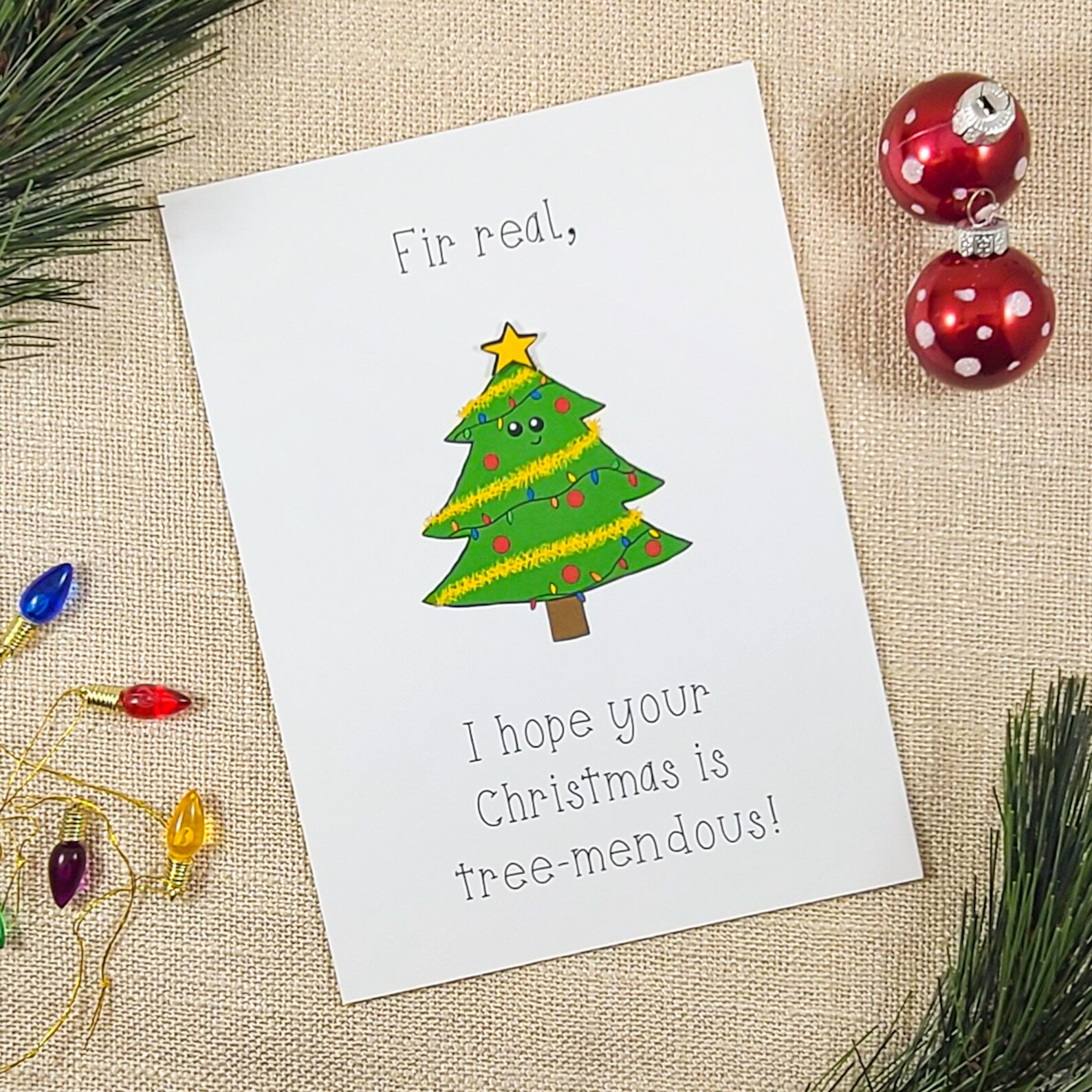 Christmas Tree Punny Christmas Card Funny Christmas Card | Etsy