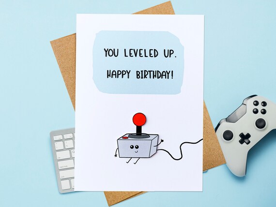 Leveled up Birthday Card Video Game Birthday Joystick Card | Etsy
