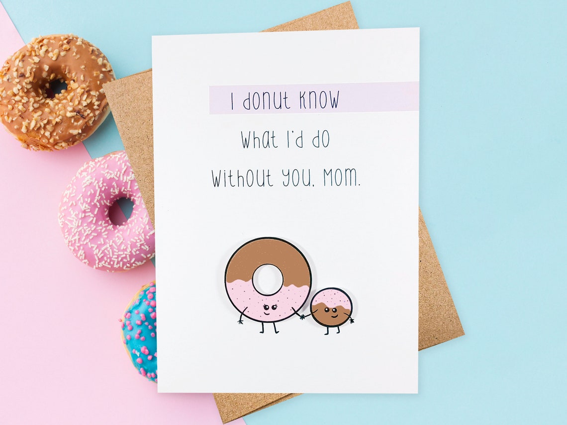 Donut Card for Mom Happy Mother's Day Card Mom | Etsy
