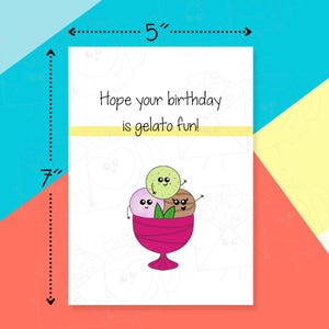 Gelato Fun Funny Birthday Card | Pun Birthday Card | Cute Kawaii ...
