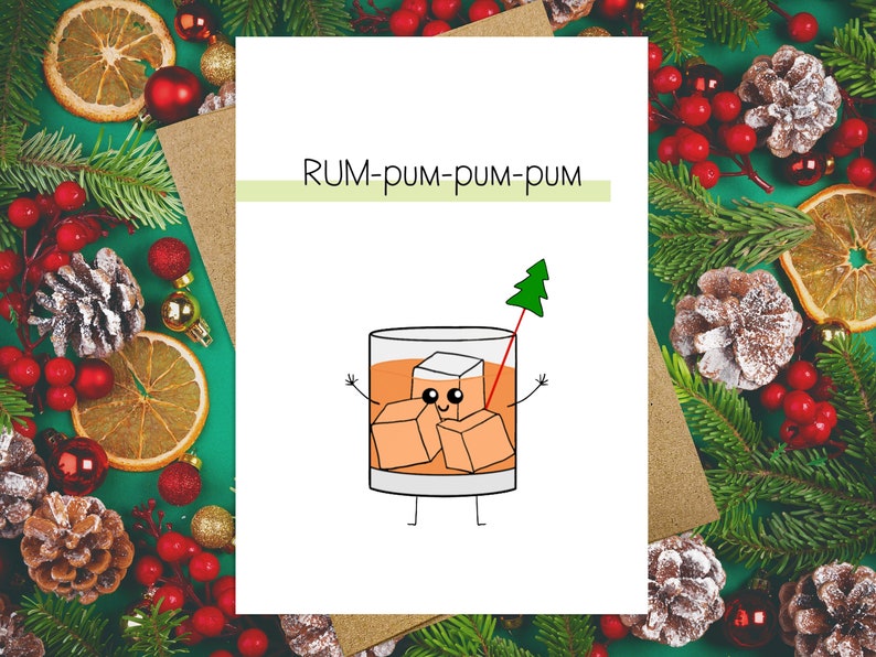 Rum-pum-pum-pum Cute Christmas Card Christmas Pun Card - Etsy