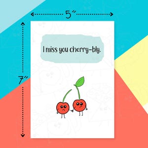 Miss You Cherry-bly Card | I Miss You Card | Pun Card | Handmade ...