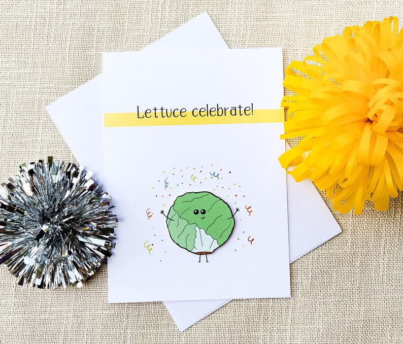 Lettuce Celebrate Card Funny Pun Card Celebration Card | Etsy