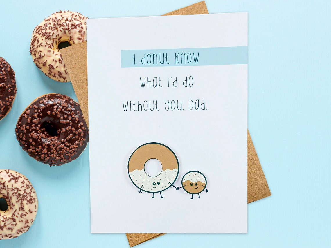Donut Card for Dad Dad Birthday Card Happy Father's | Etsy