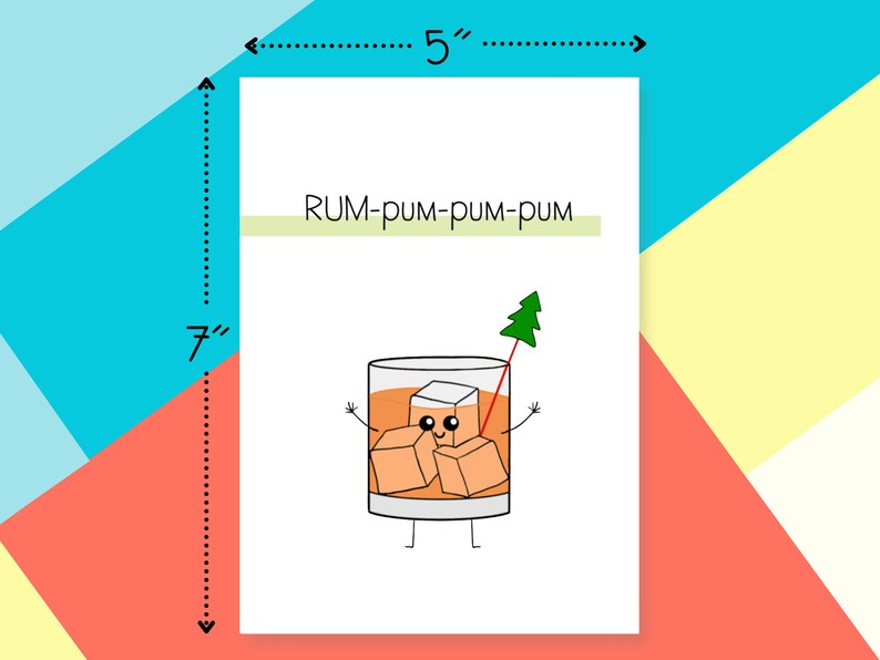 Rum-pum-pum-pum Cute Christmas Card Christmas Pun Card - Etsy