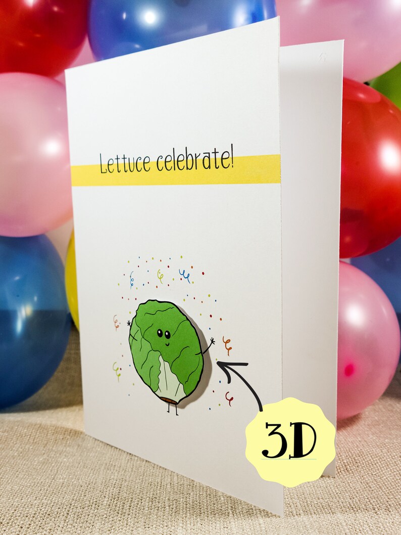 Lettuce Celebrate Card Funny Pun Card Celebration Card | Etsy