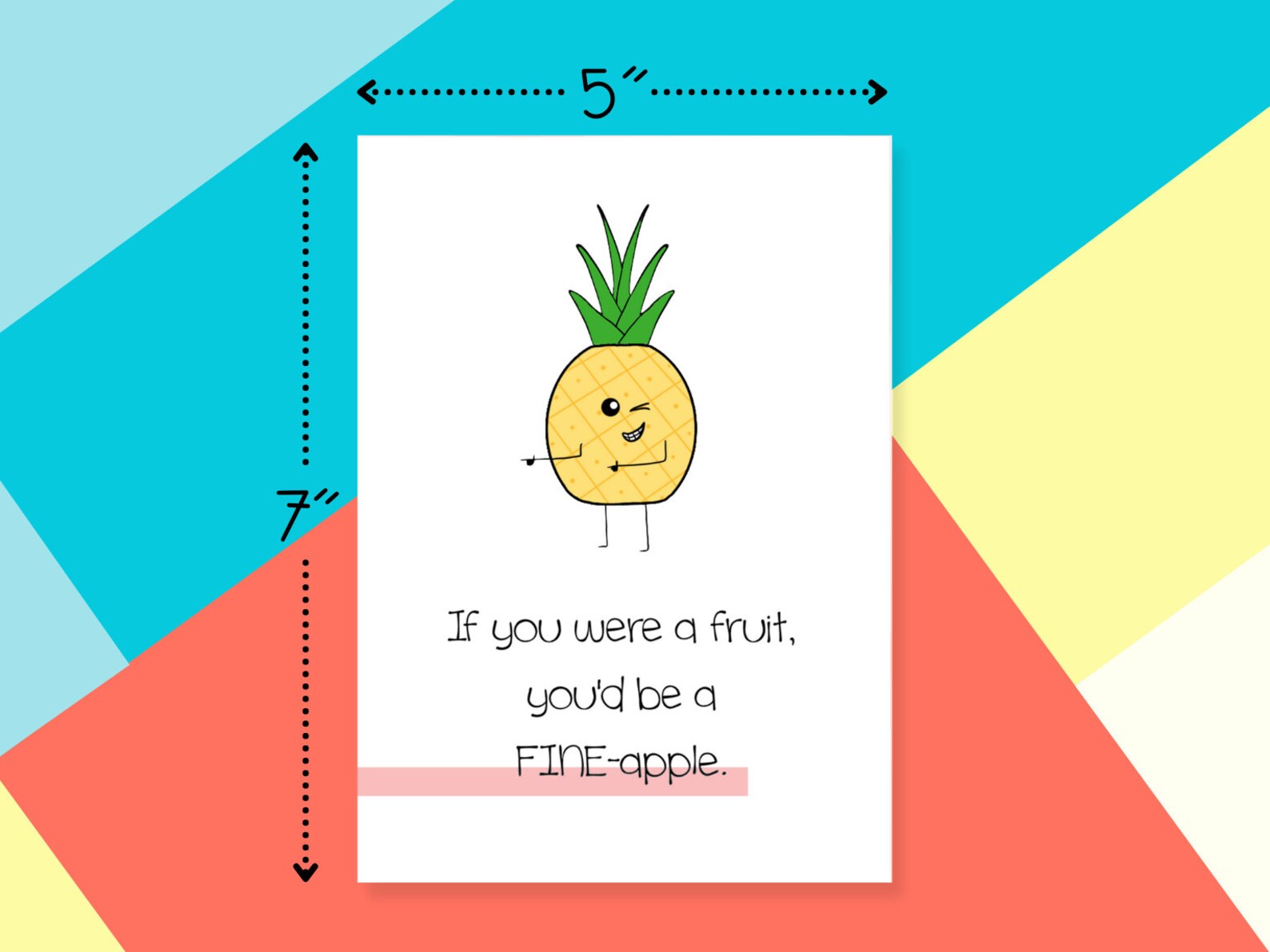 You'd Be A Fine-apple Pineapple Greeting Card I Love - Etsy
