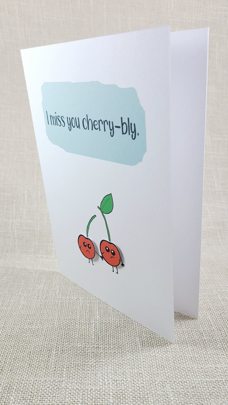 Miss You Cherry-bly Card I Miss You Card Pun Card | Etsy