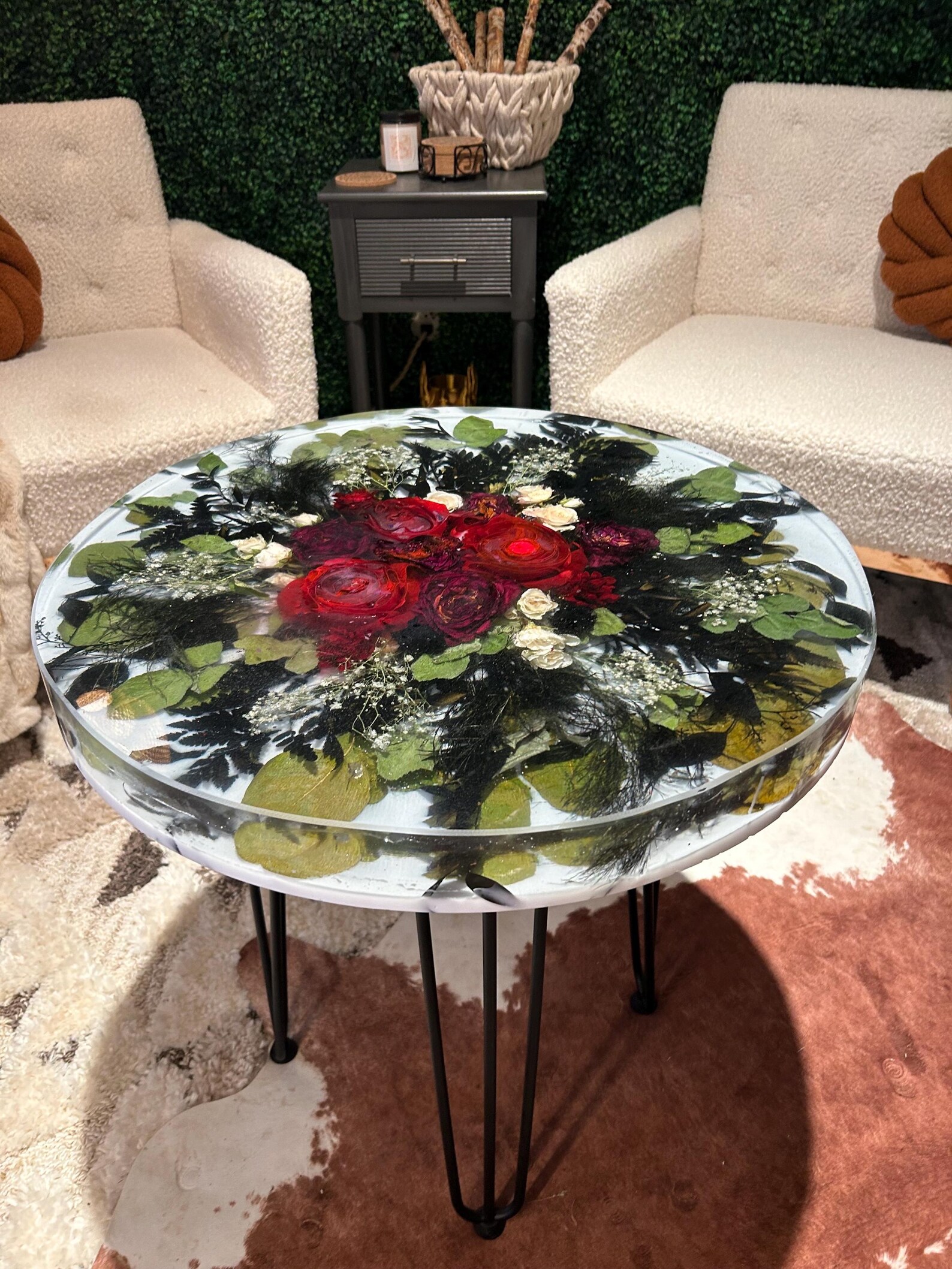 CUSTOM* Extra Large 24” Floral Epoxy Table ,bouquet Preservation ...