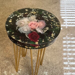 CUSTOM Floral Epoxy Side Table ,bouquet Preservation,wedding Flower ...