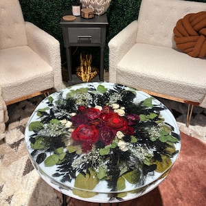 CUSTOM* Extra Large 24” Floral Epoxy Table ,bouquet Preservation ...