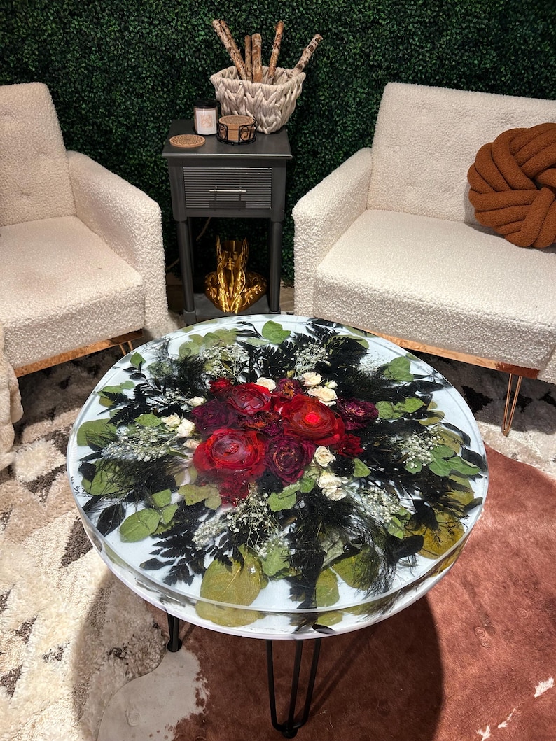CUSTOM* Extra Large 24” Floral Epoxy Table ,bouquet Preservation ...