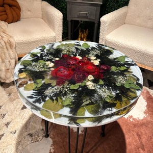 CUSTOM* Extra Large 24” Floral Epoxy Table ,bouquet Preservation ...