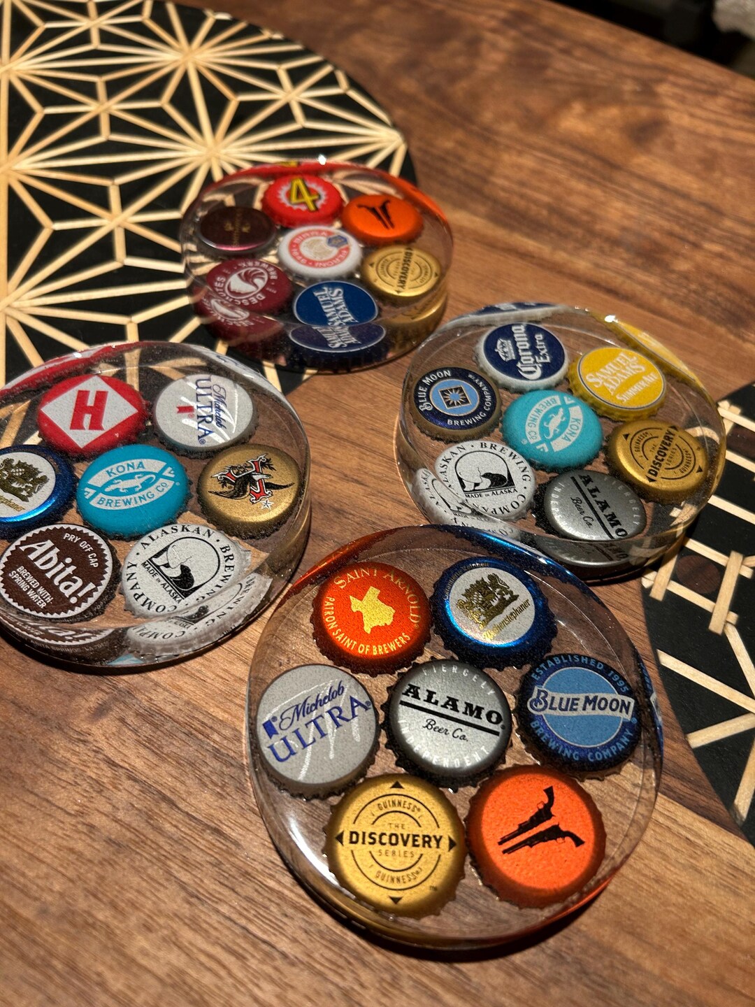 Epoxy Beer Cap Thick Drink Coaster, Beer Lover, Epoxy Resin Coasters ...