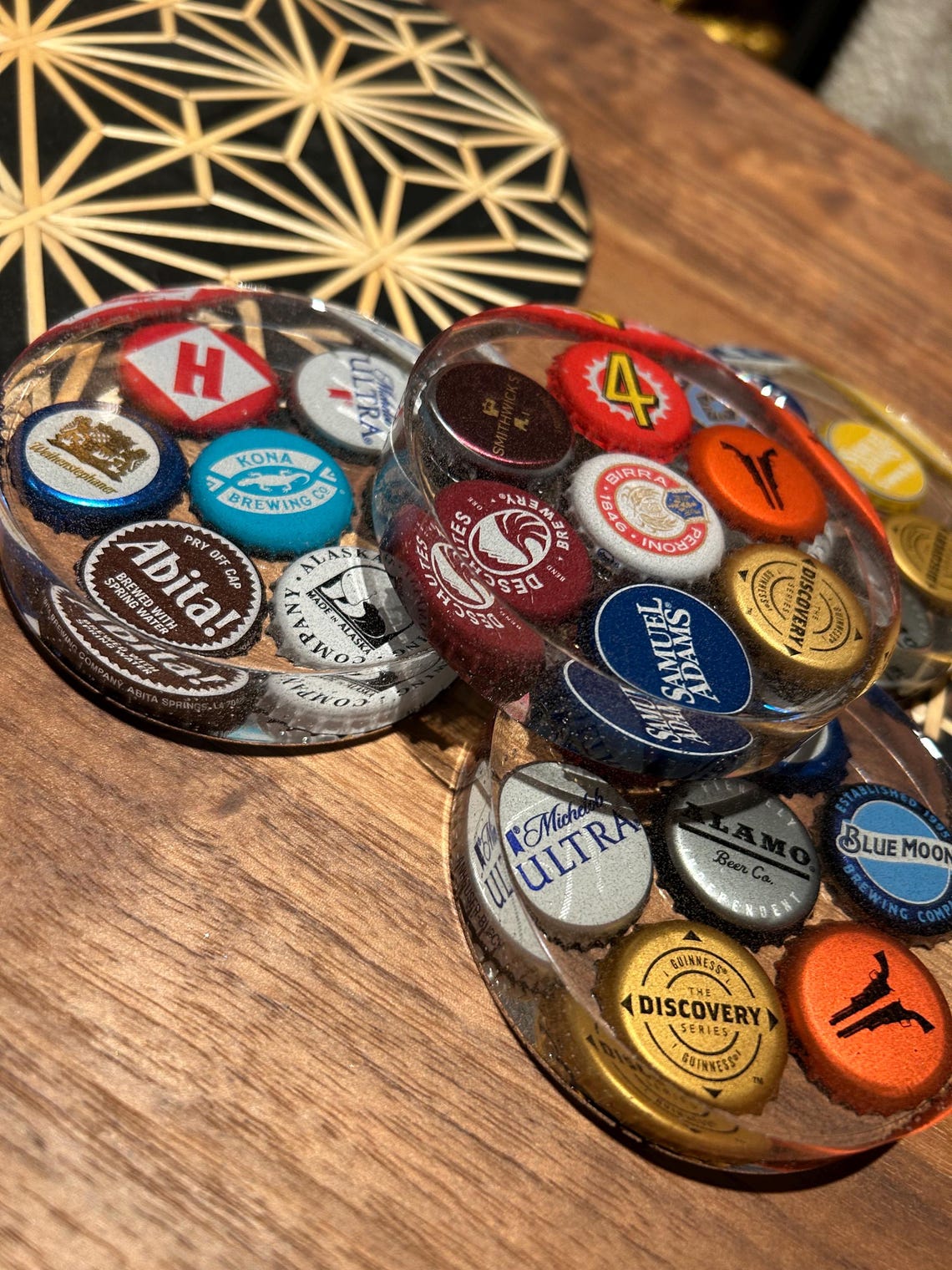 Epoxy Beer Cap Thick Drink Coaster, Beer Lover, Epoxy Resin Coasters ...