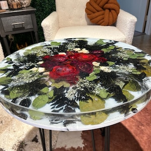CUSTOM* Extra Large 24” Floral Epoxy Table ,bouquet Preservation ...