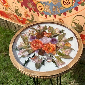 CUSTOM* Floral Wooden Beaded Side Table ,bouquet Preservation,wedding ...