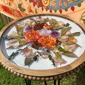 CUSTOM* Floral Wooden Beaded Side Table ,bouquet Preservation,wedding ...