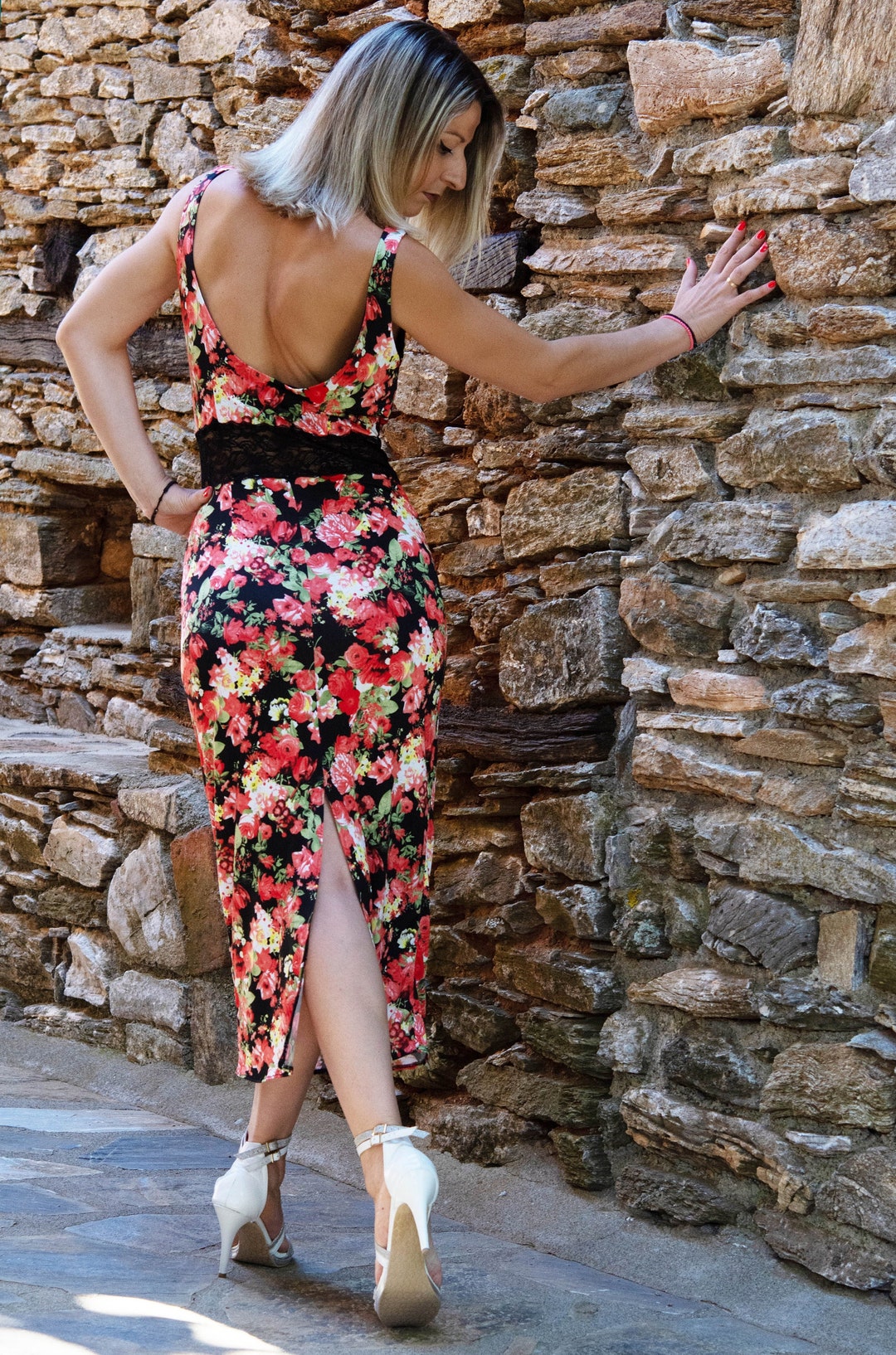 Floral Tango Dress , Open Back, Lace, Free Shipping - Etsy