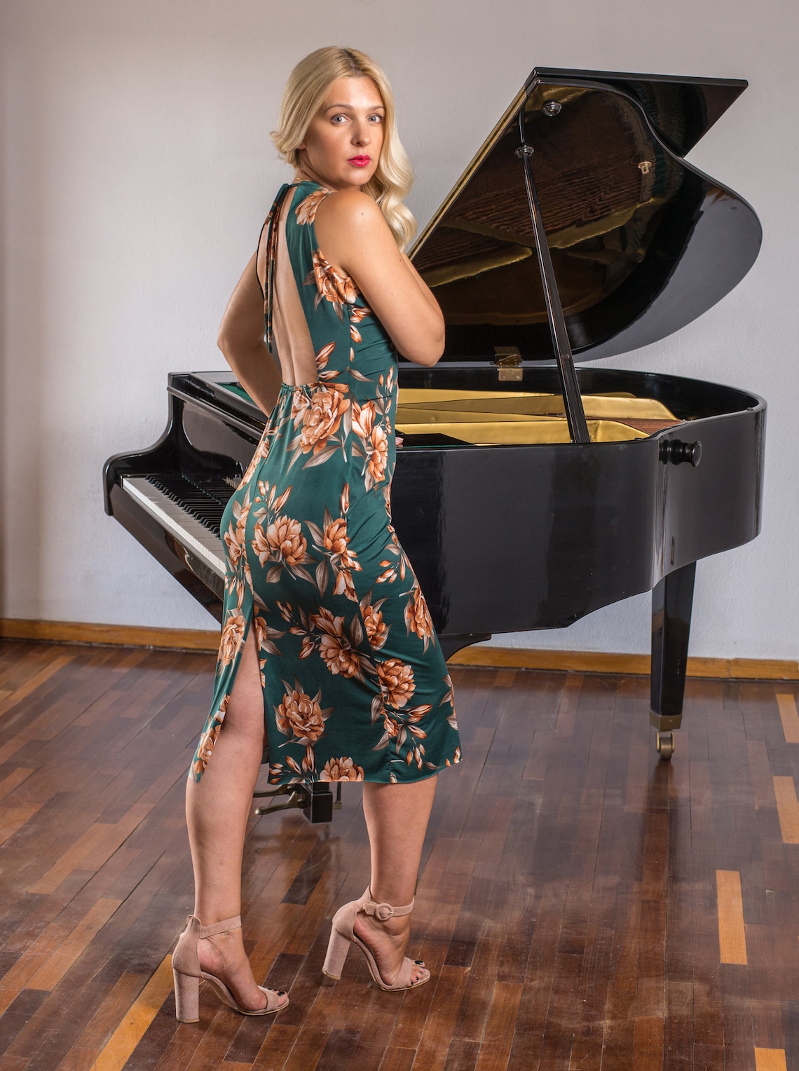 Floral Tango Dress Deep V Open Back Argentine Tango Dress - Etsy