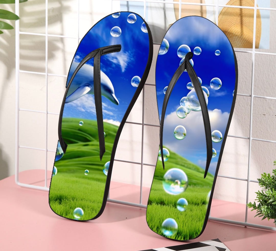 Frutiger Aero Flip Flops - Y2k Aesthetic Beach Sandals for Men and ...