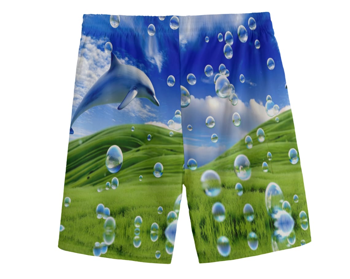 Frutiger Aero Shorts - 98% Cotton - Y2k Aesthetic Dolphin Meadow Sky ...