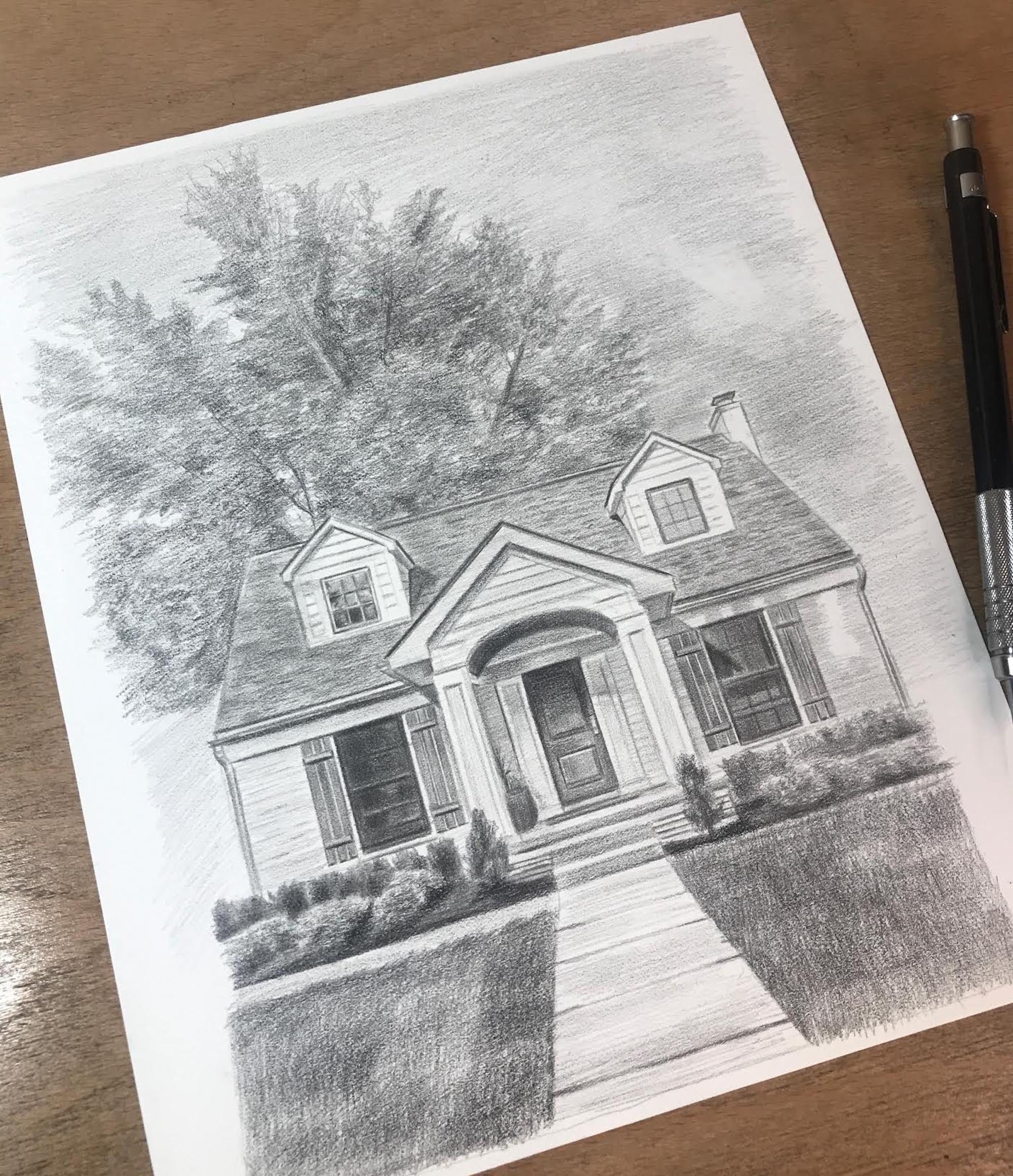 Custom Home Portrait From Photo, Custom House Sketch, Custom Home ...
