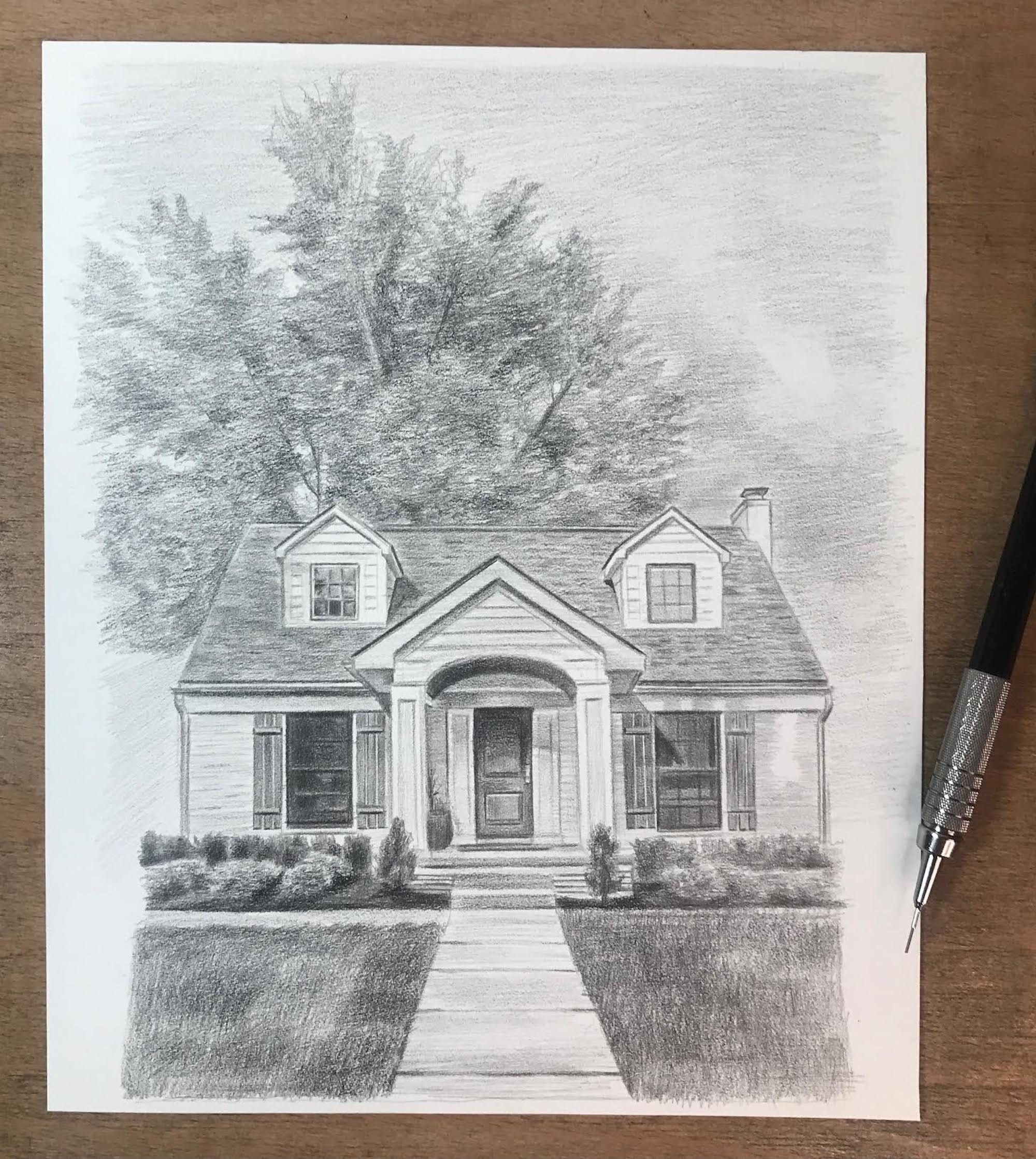 Custom Home Portrait From Photo, Custom House Sketch, Custom Home ...