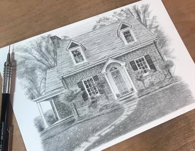 Custom Home Portrait From Photo, Custom House Sketch, Custom Home ...