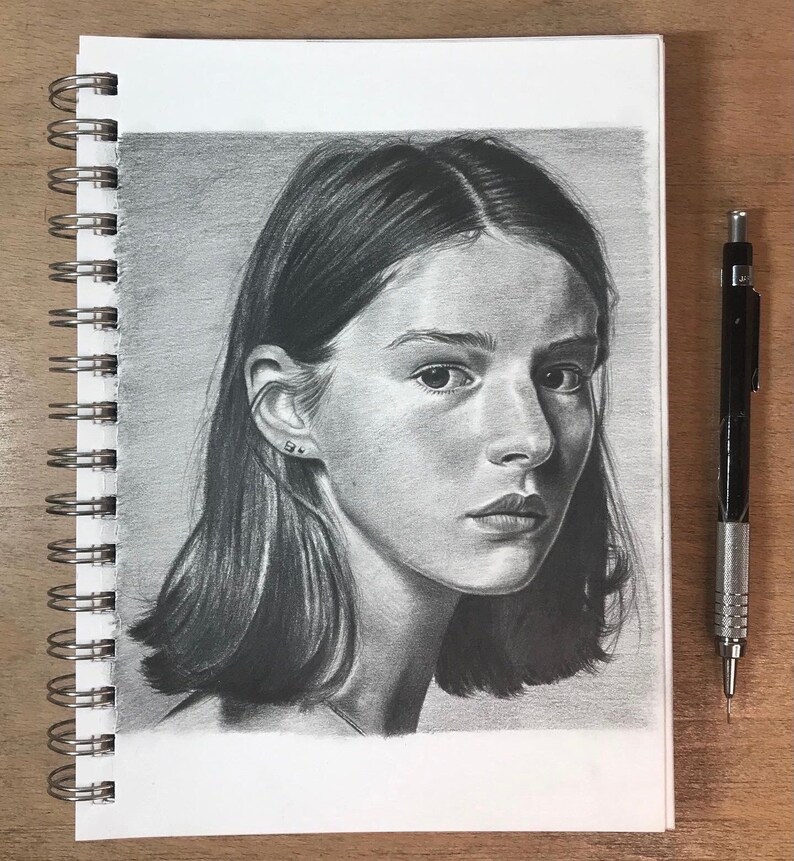 Custom Hand Drawn Portrait, Graphite Pencil Portrait, Special Memory ...