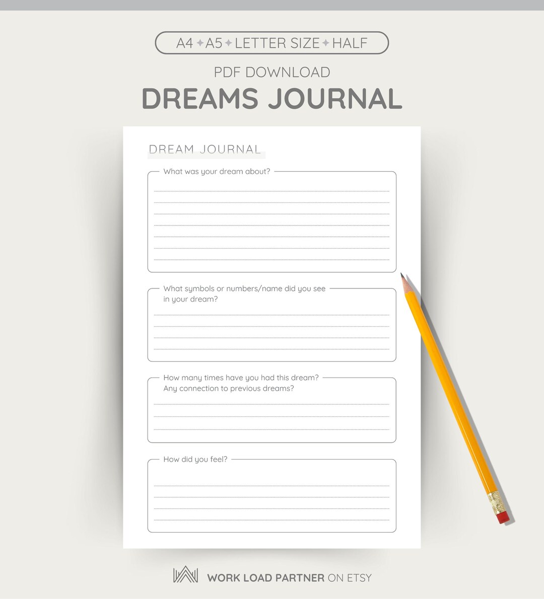 Dreams Journal Printable • Dream Diary PDF • Sleep Log Template • Dream ...