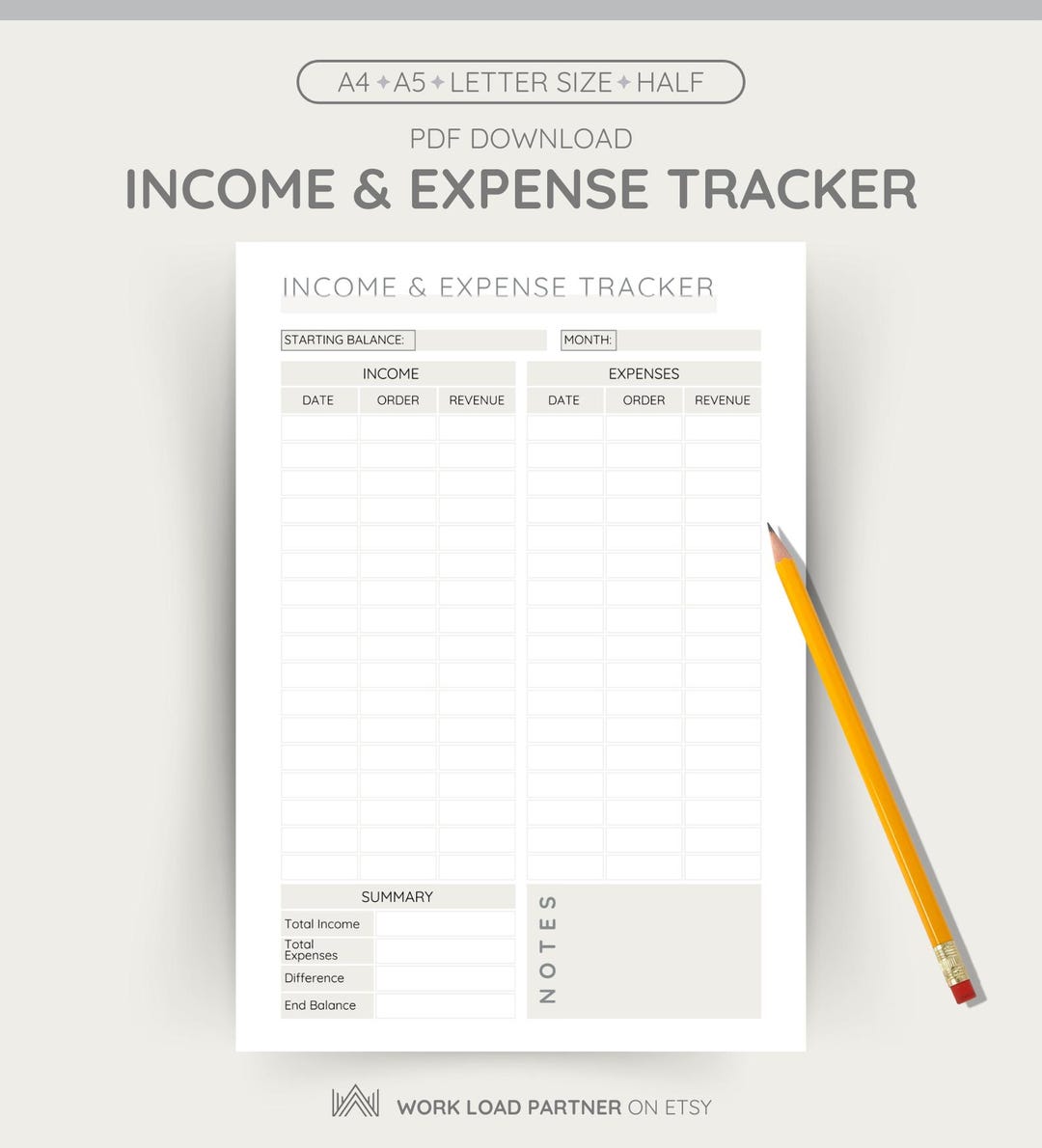 Income & Expense Tracker Printable • Small Business Bookkeeping PDF ...