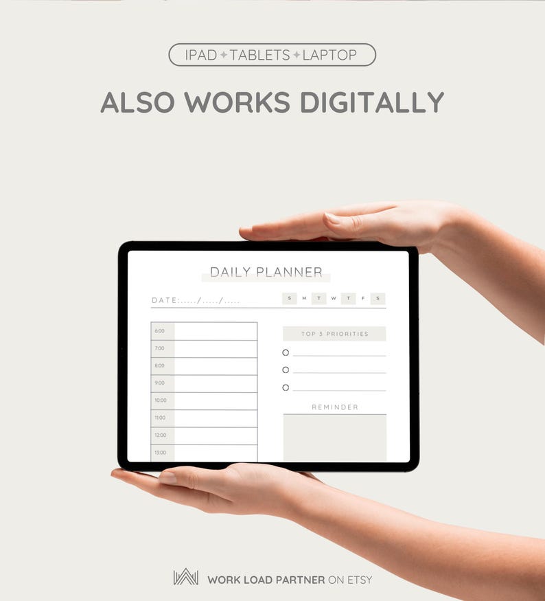 Minimalist Daily Planner Printable • Hourly Schedule, To-do List (PDF ...