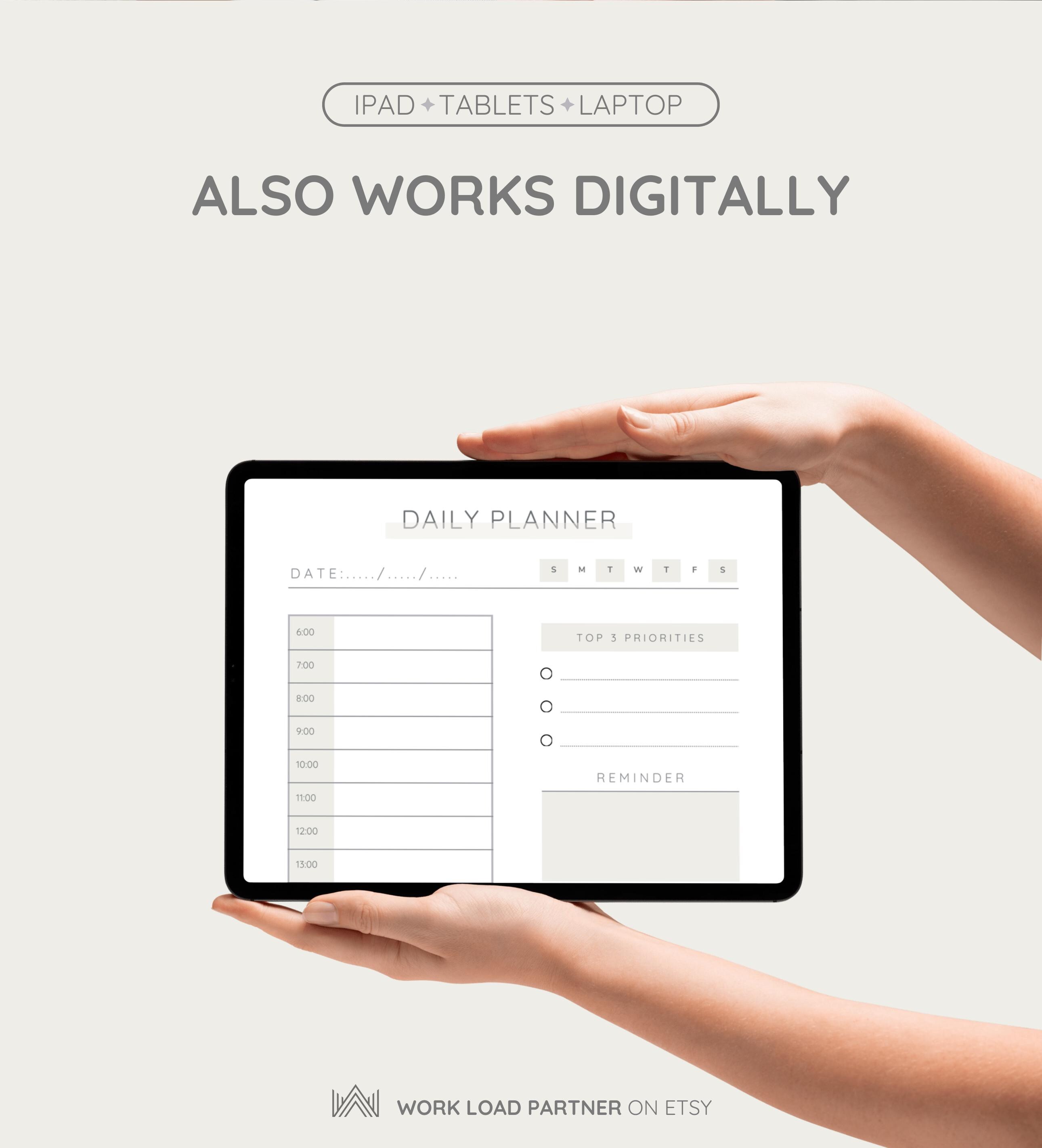 Minimalist Daily Planner Printable • Hourly Schedule, To-do List (PDF ...