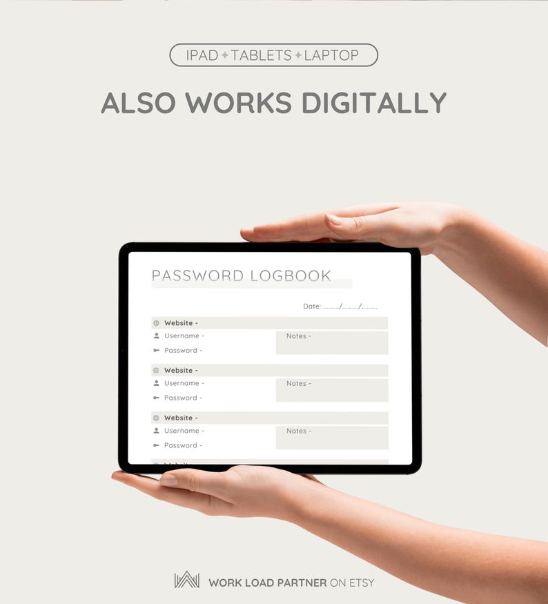 Password Logbook Printable • Minimalist Account Login Keeper (PDF ...