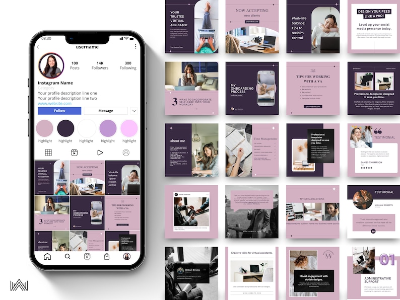 Instagram Post Templates for Virtual Assistants | Canva Templates for ...