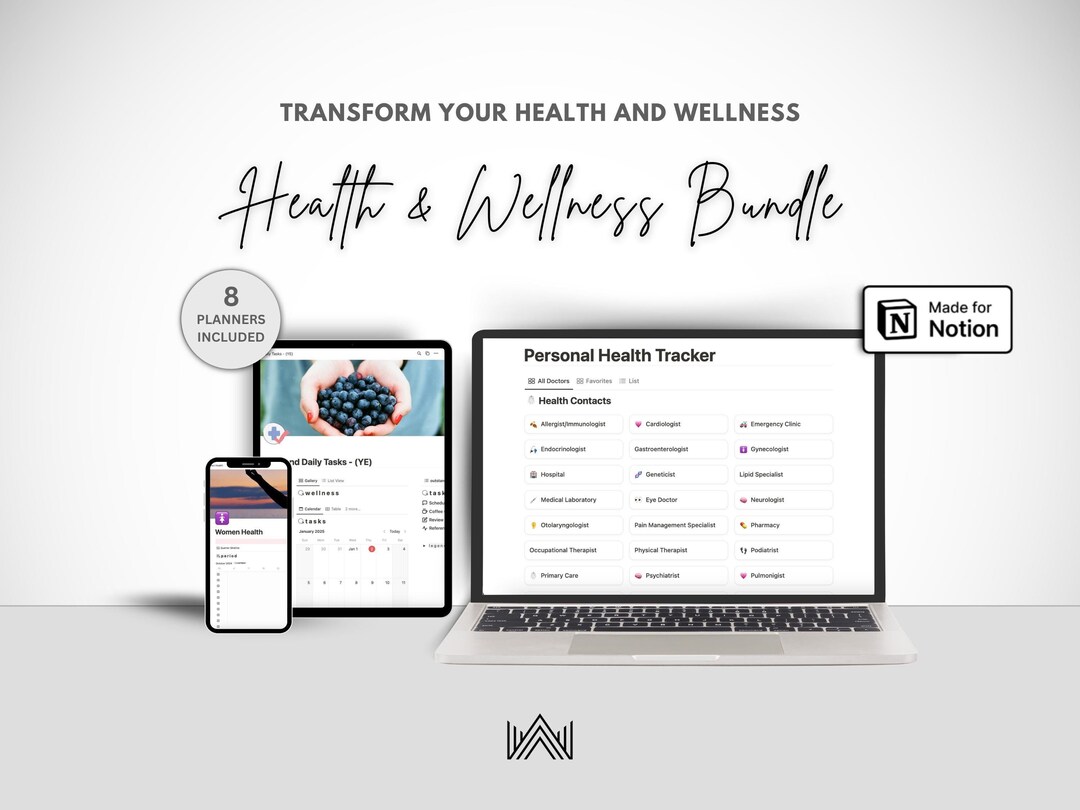 Notion Wellness Planner Template for Daily Health, Self Care, Fitness ...