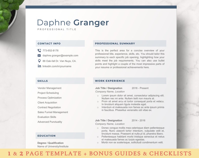 Executive Resume Template for MS Word Professional Design - Etsy