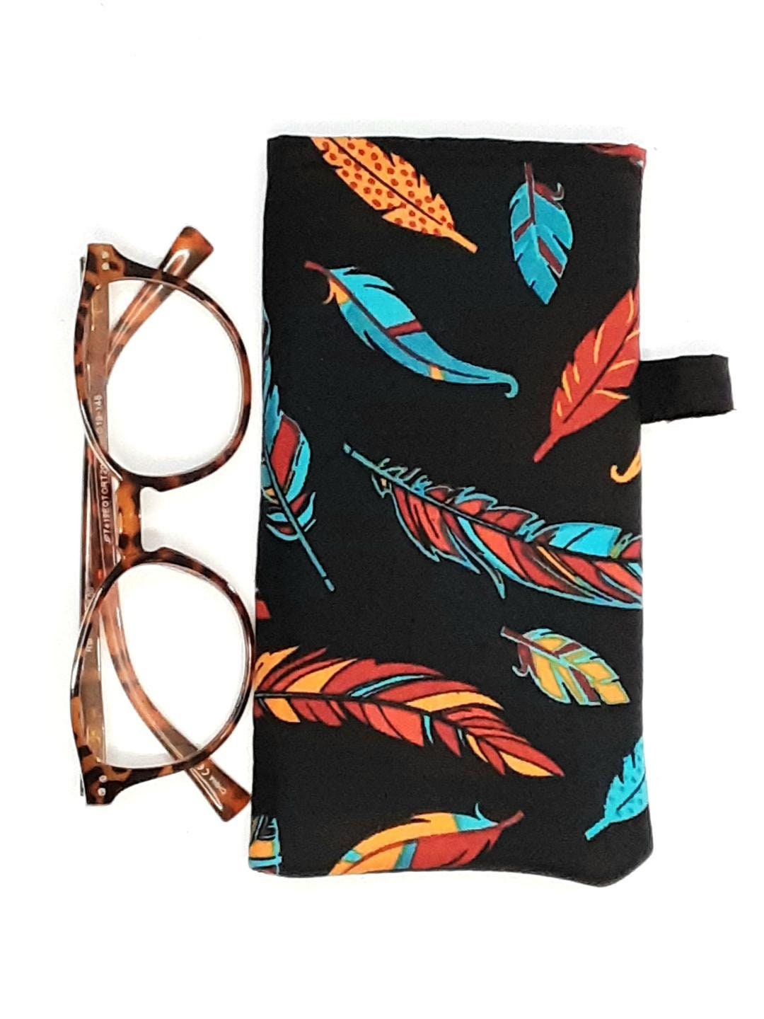 Native American Feathers Eyeglass Case, Soft Fabric Sunglass Case, Soft ...