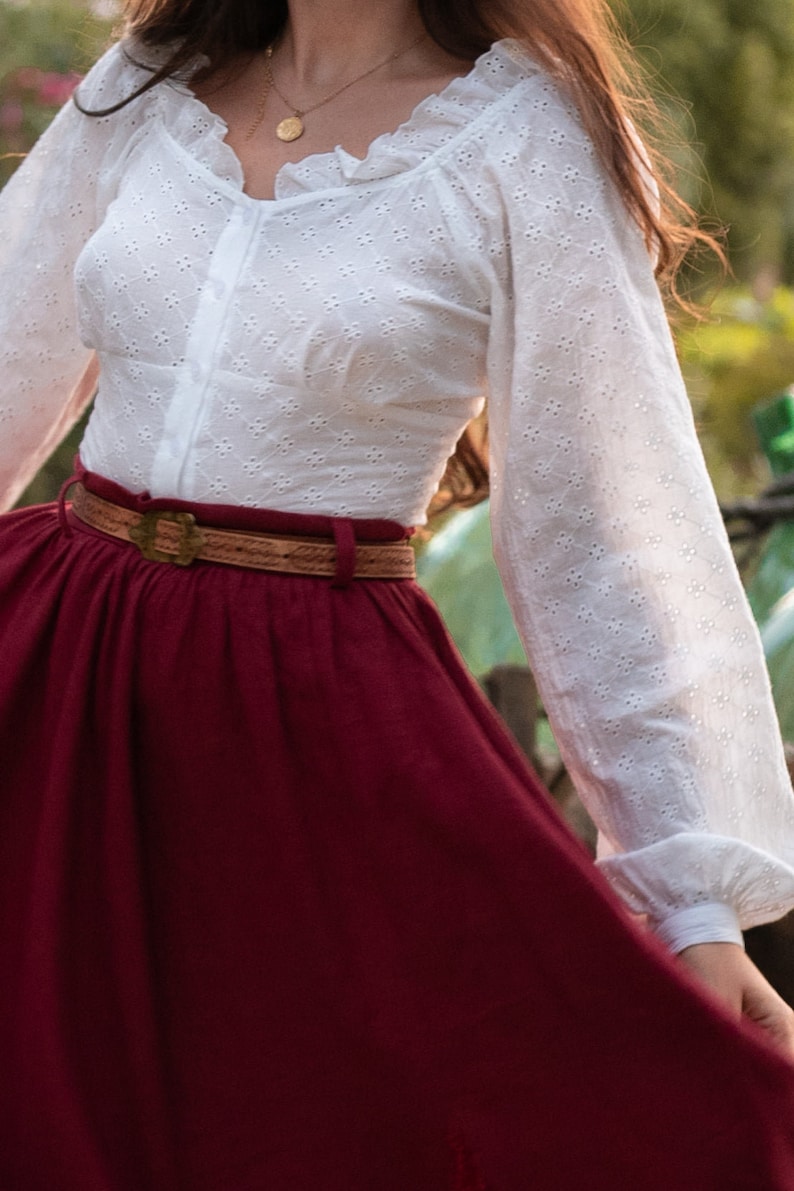 Bethany Top - Cottagecore Top, Long Sleeve Cotton Top, Puff Sleeve ...