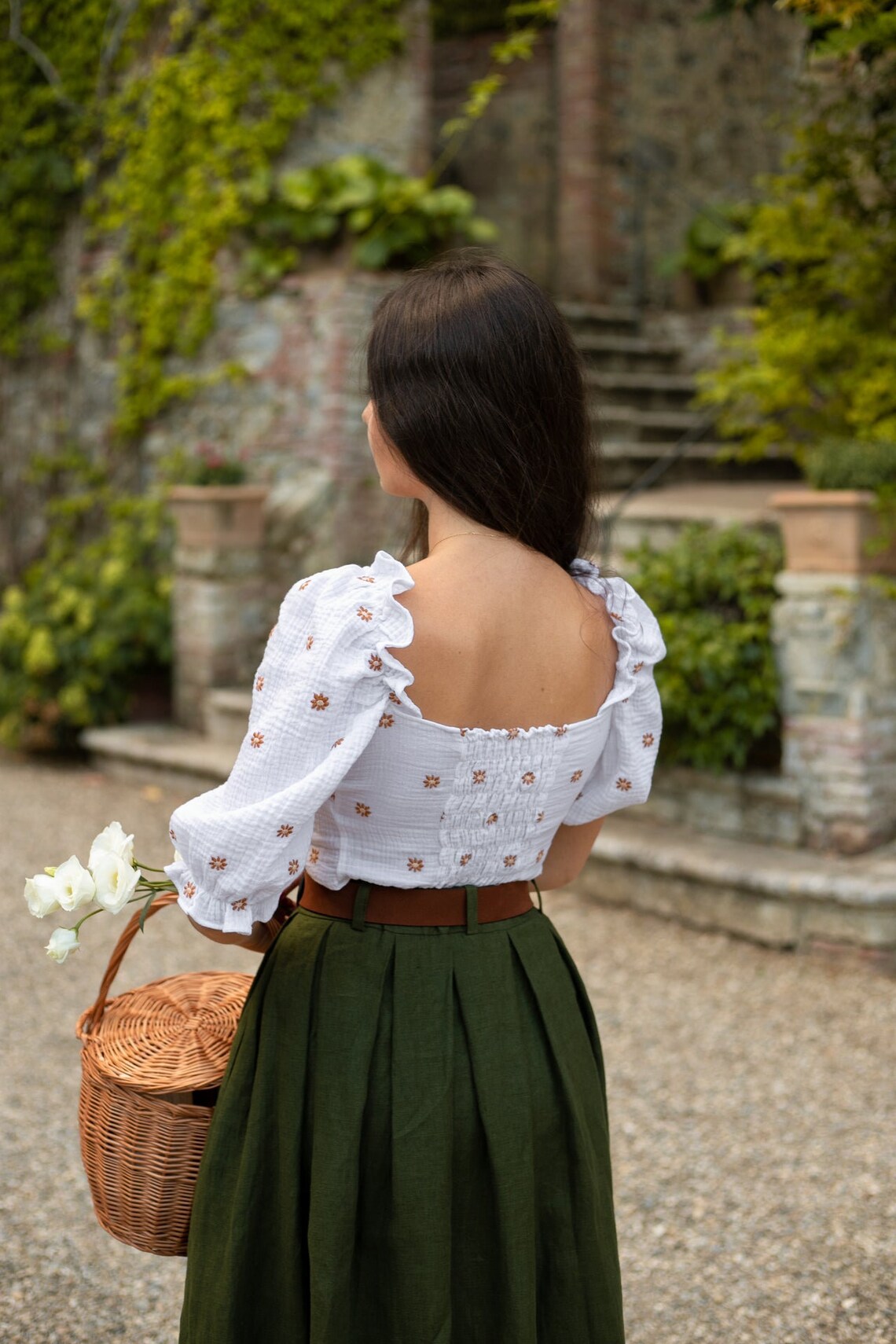 Embroidered Cotton Cottagecore Blouse – Long Sleeve, Puff Sleeve Top - Etsy