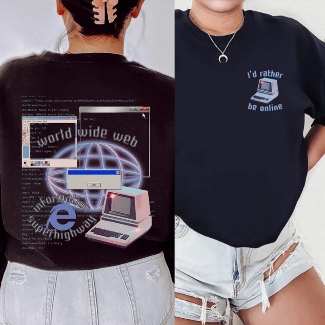Cyber Y2K 2000s Nostalgia Sweatshirt, E-girl Clothing, Online Computer ...