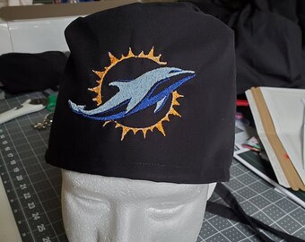 Miami Dolphins Black Scrub Cap/ Black Scrub Cap/doctor Scrub - Etsy