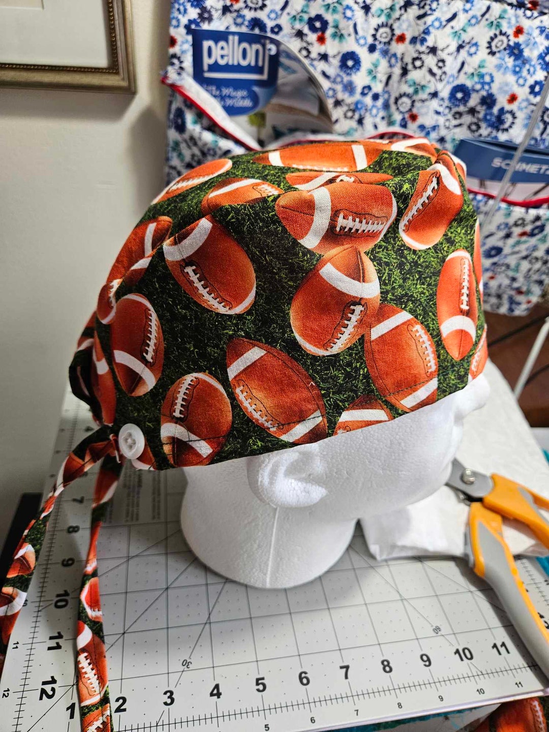 Football Scrub Hat W Buttons - Etsy