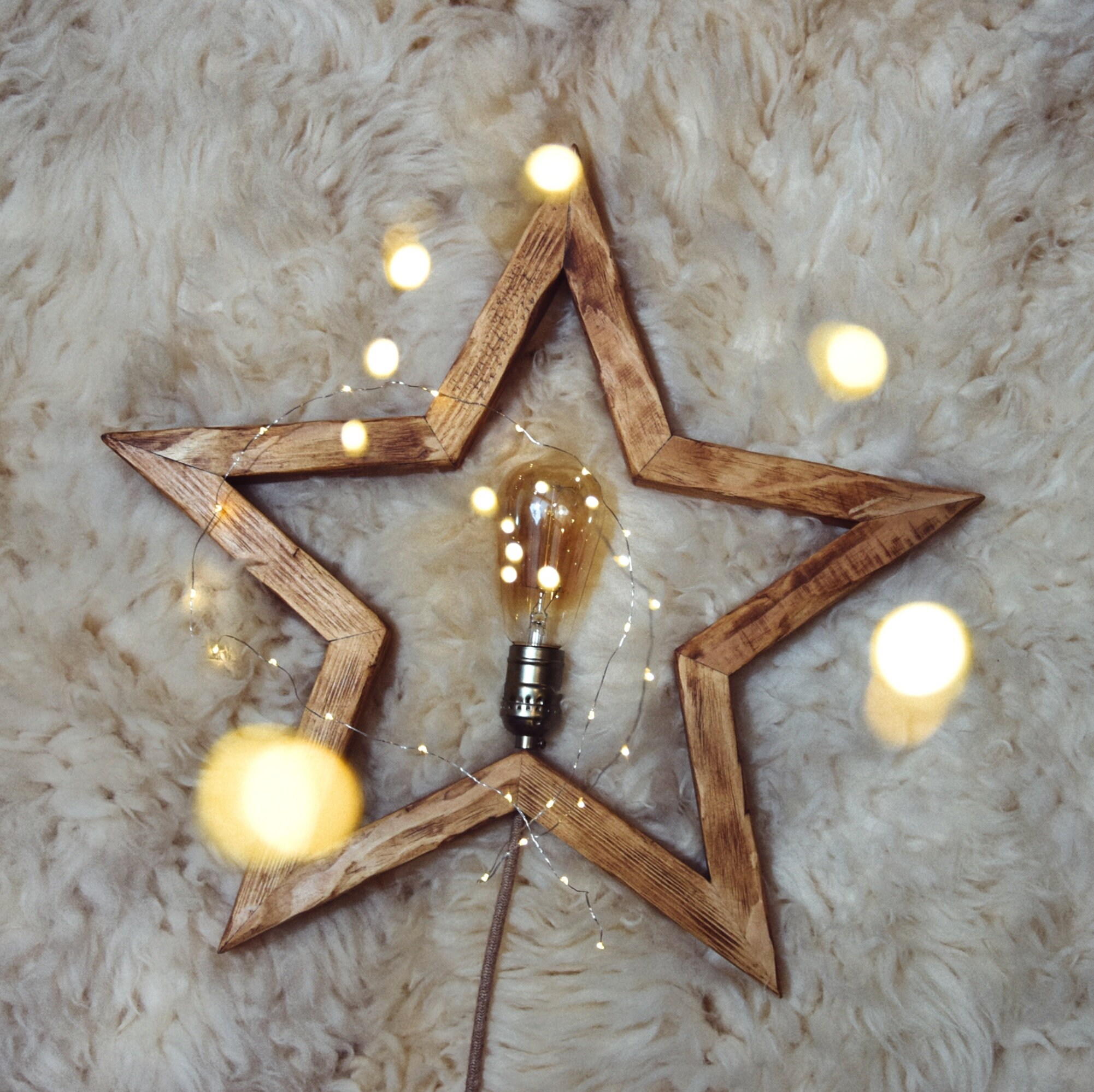 Beautiful Star Lamp. Wooden Decorative Lamp. Rustic - Etsy