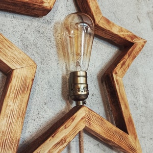 Beautiful Star Lamp. Wooden Decorative Lamp. Rustic Star-shaped Lamp ...