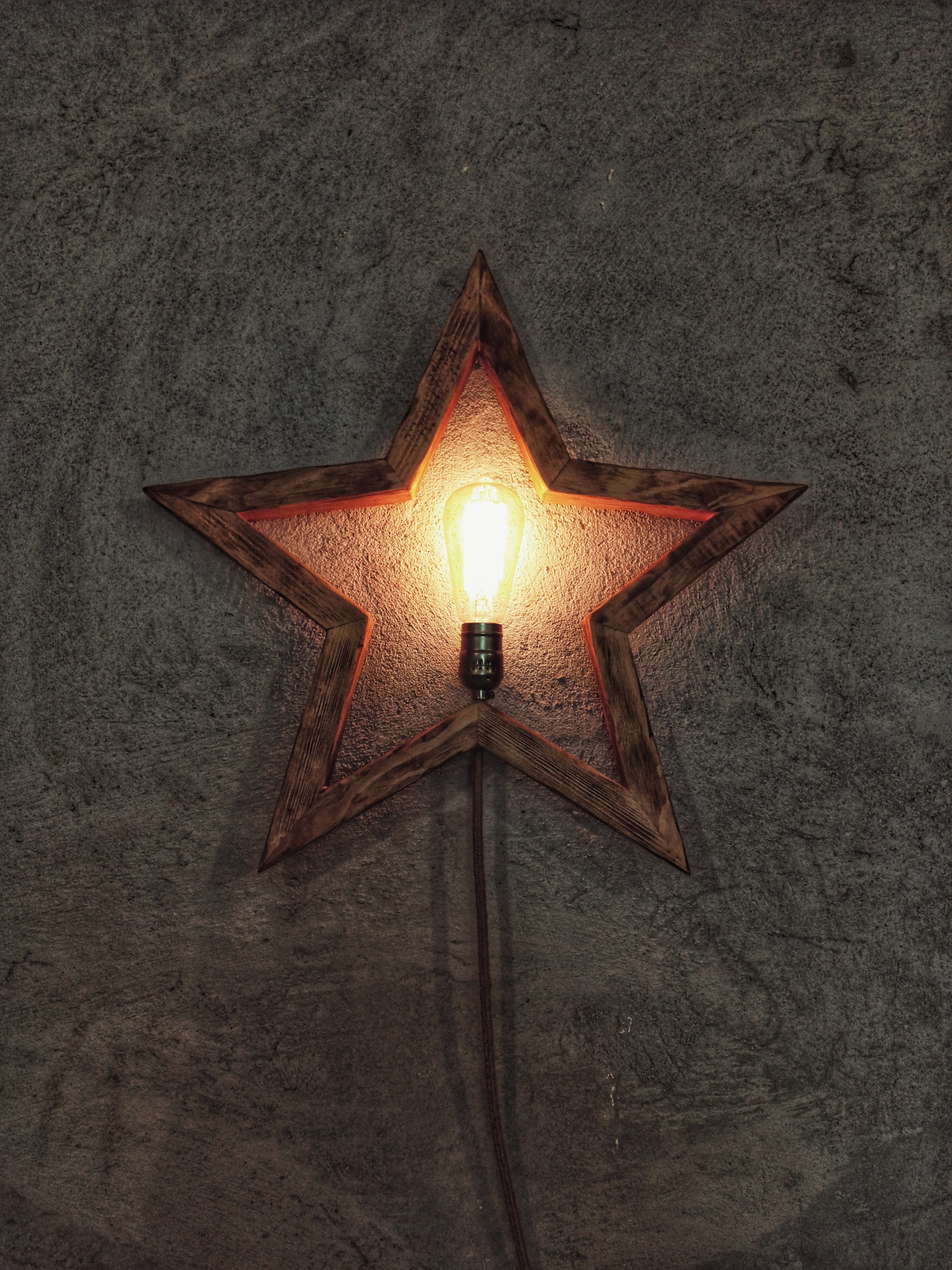 Beautiful Star Lamp. Wooden Decorative Lamp. Rustic Star-shaped Lamp ...