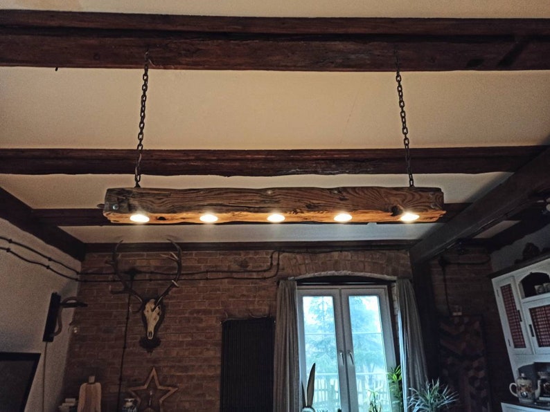 Rustic Beam Lamp. Atmospheric Pendant Lamp. Lamp Made From Old Beams ...