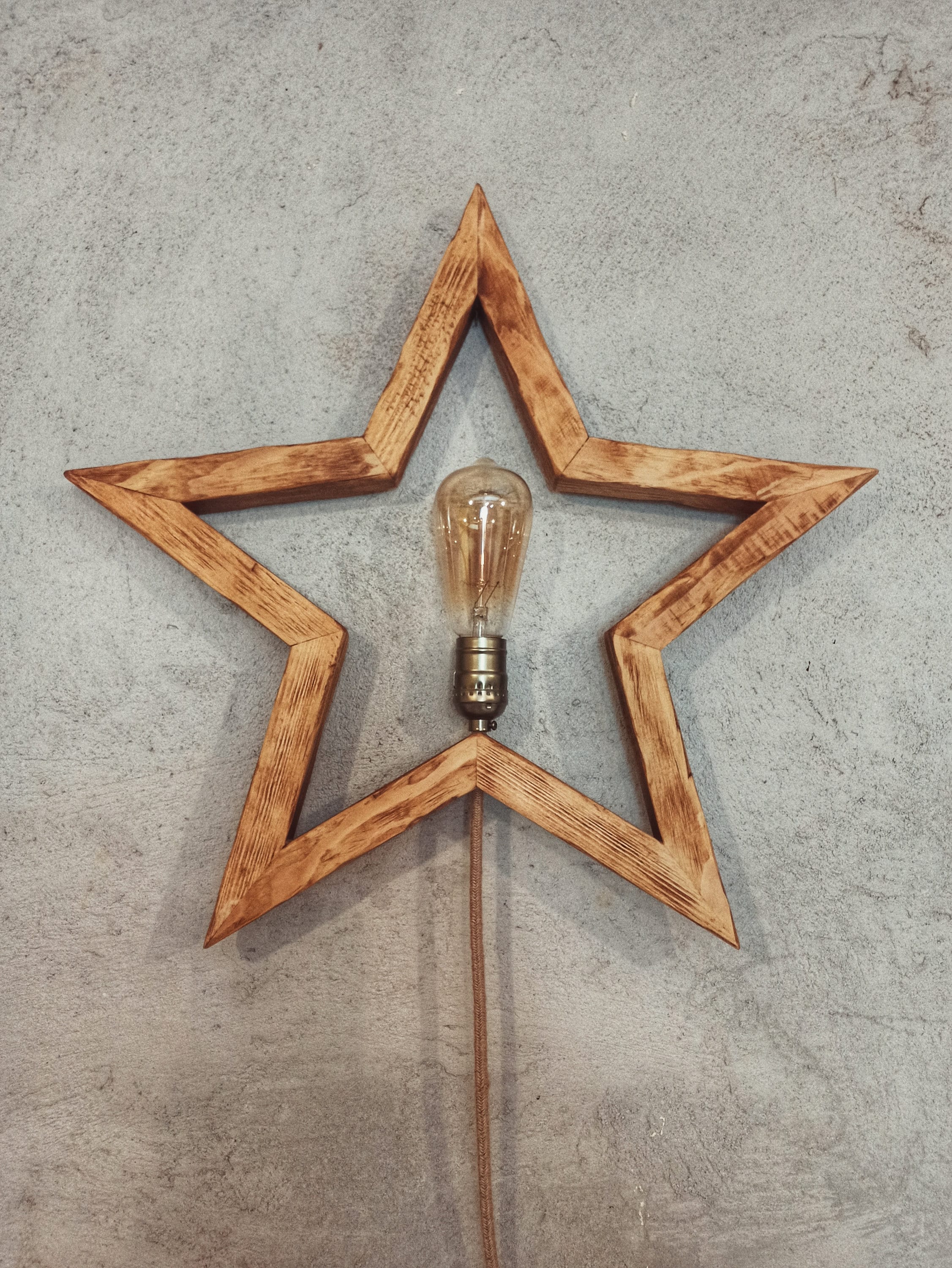 Beautiful Star Lamp. Wooden Decorative Lamp. Rustic - Etsy
